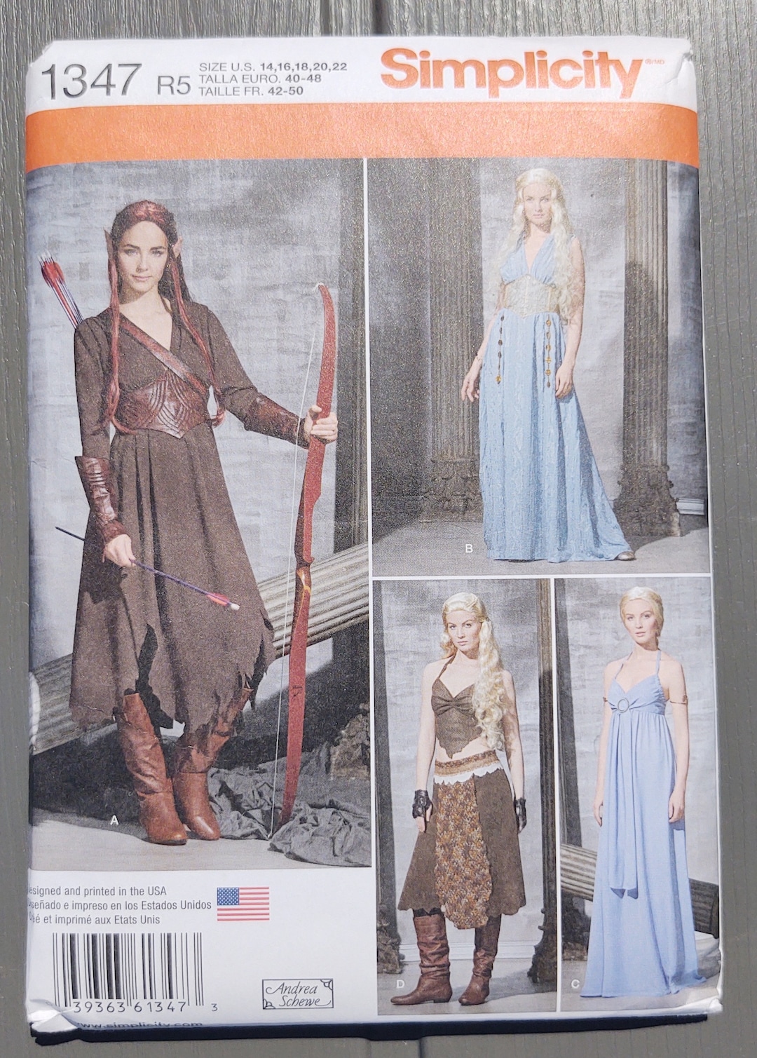 Simplicity Pattern 1347 Misses Fantasy Costumes Size 14, 16, 18, 20, 22 ...