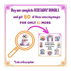 Watercolor Birthday Cake Candles Balloons Flowers Clipart Graphics PNG ...