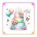 Watercolour Pastel Happy Birthday Cake Candles Balloons Clipart PNG SVG ...
