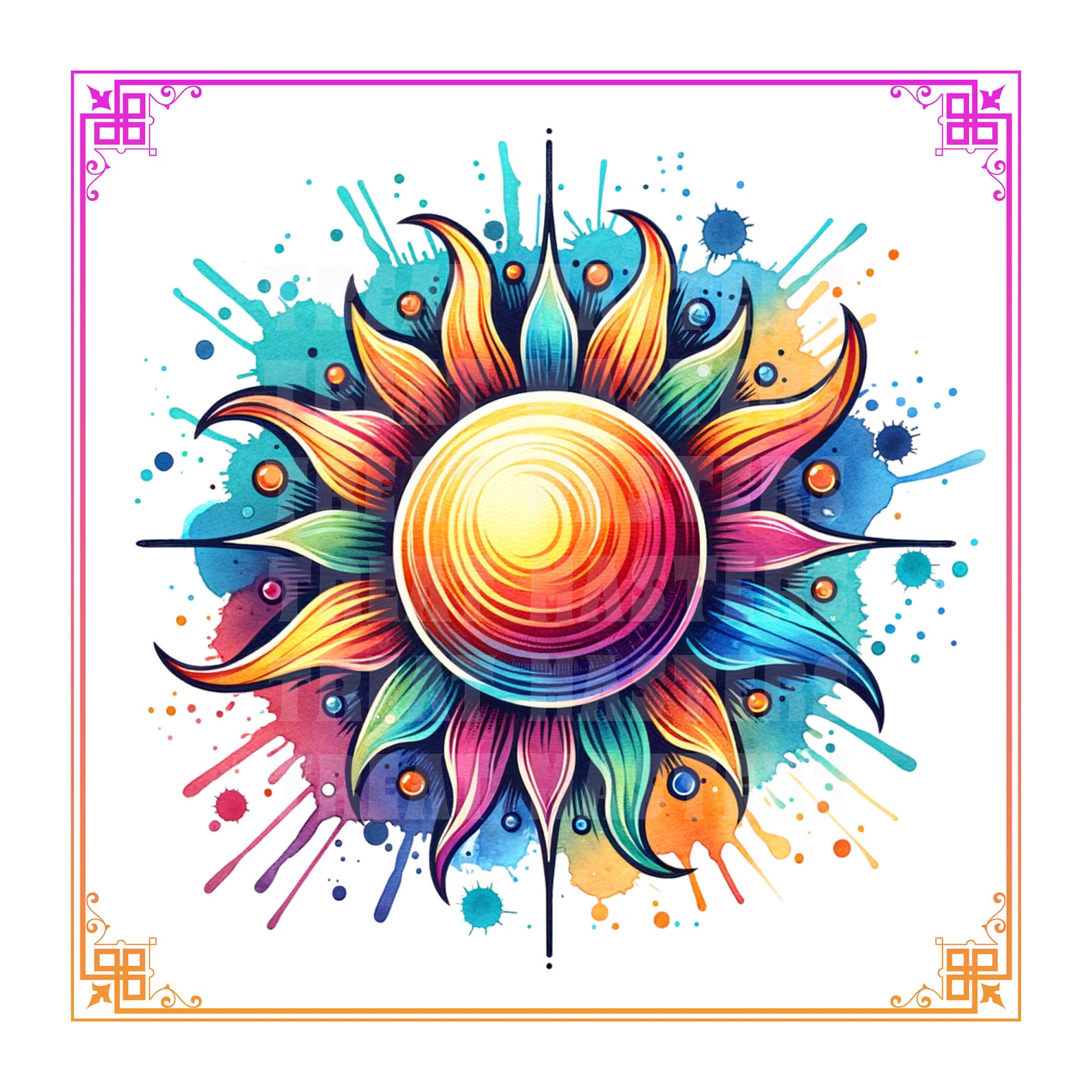 Watercolor Celestial Sun Lover's Clipart Digital Download PNG SVG File ...