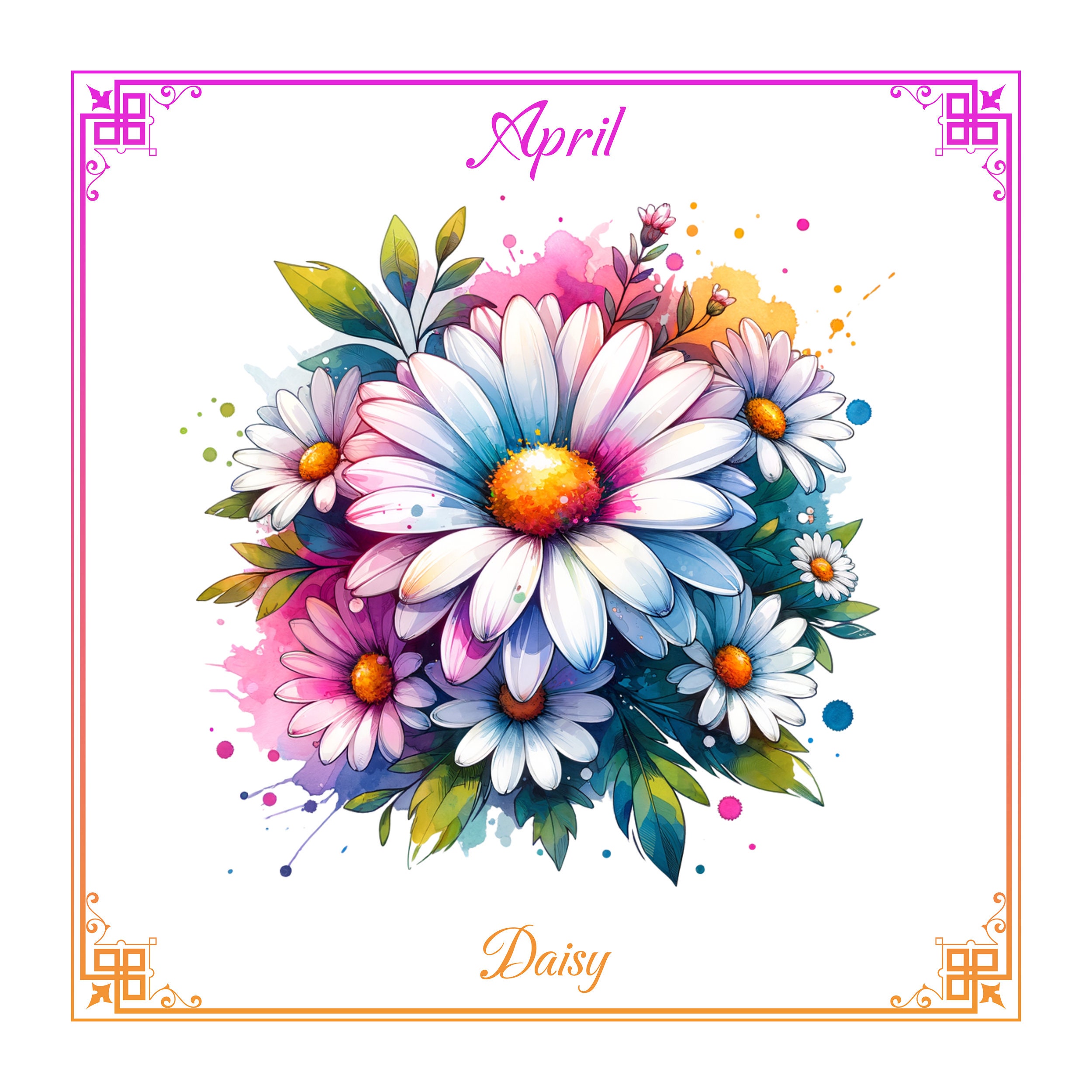 April Birth Month Flower Watercolour Clipart PNG SVG Image Daisy ...