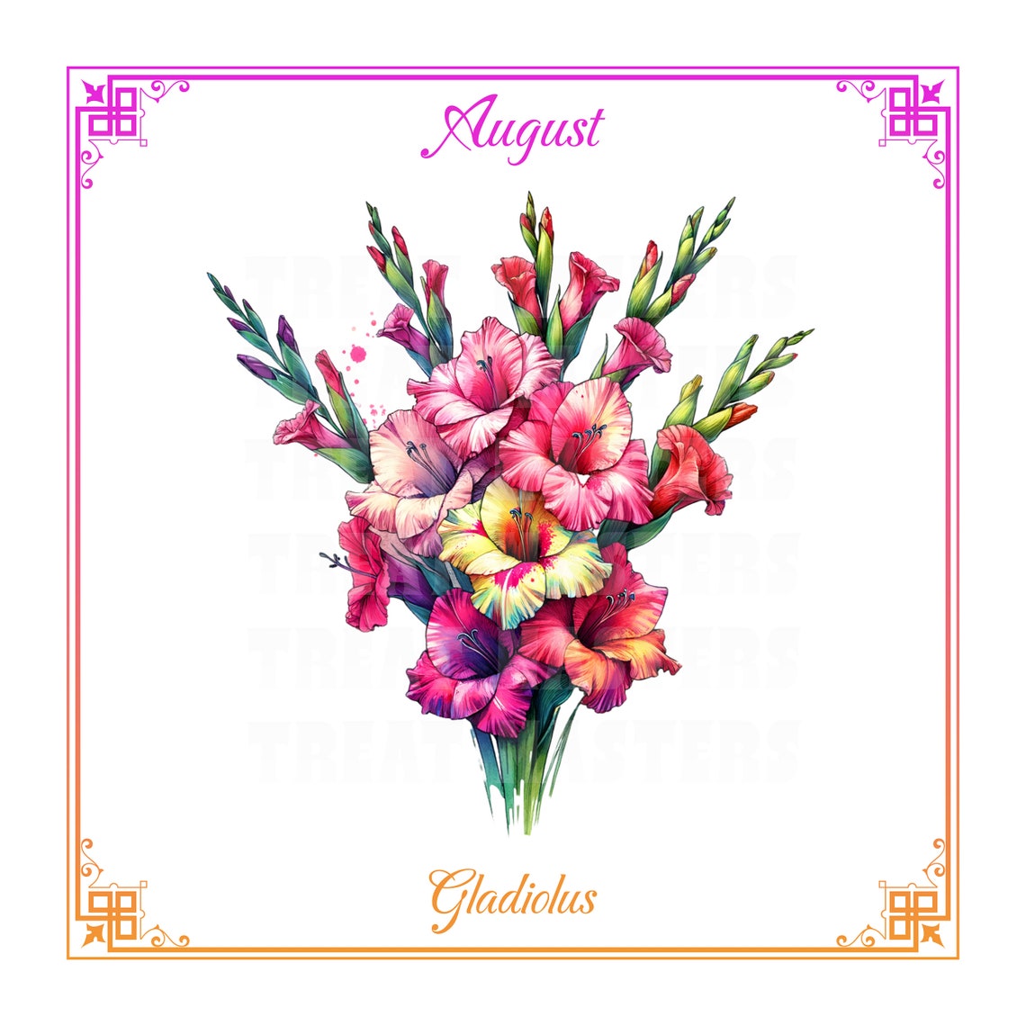 August Birth Month Flower Watercolour Clipart PNG SVG Image Gladiolus ...
