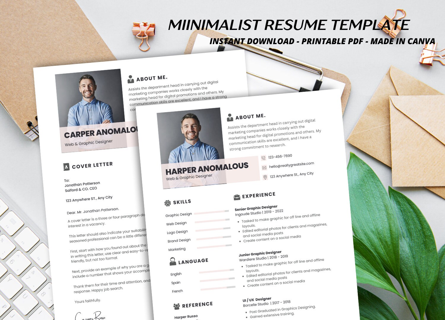 White and Beige Professional Resume Template.pdf Editable CV Template ...