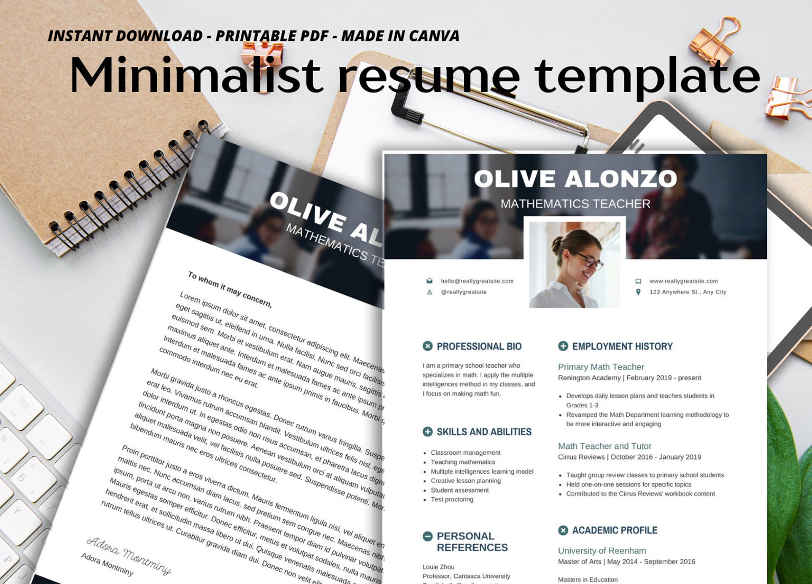 Professional White Primary School Teacher Resume.pdf Editable CV ...