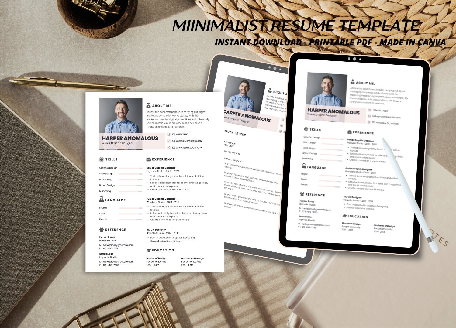 White and Beige Professional Resume Template.pdf Editable CV Template ...