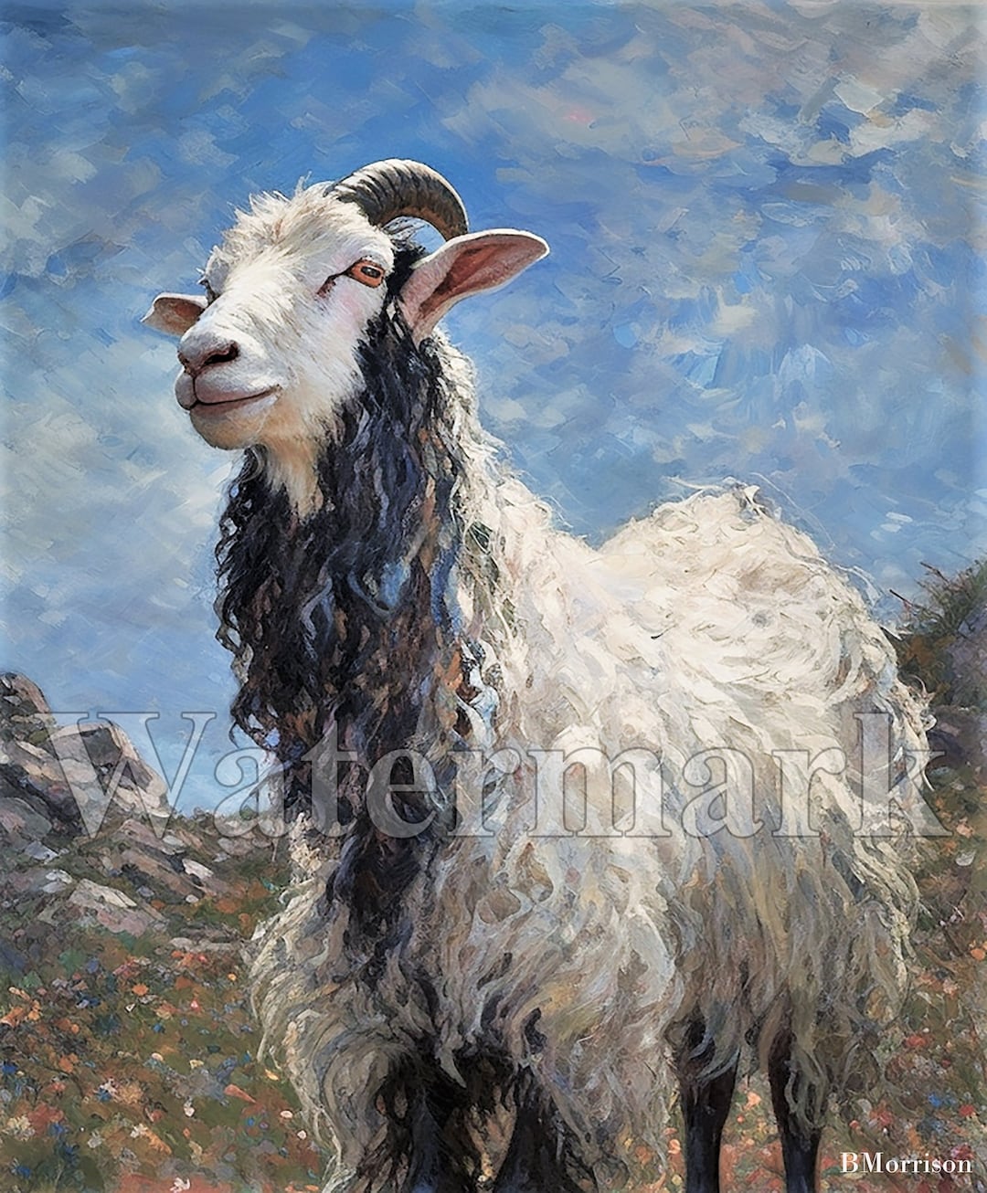 Goat Print 5 X 7-inch Art Card flat or a 10 X 14-inch-high Gloss Poster ...