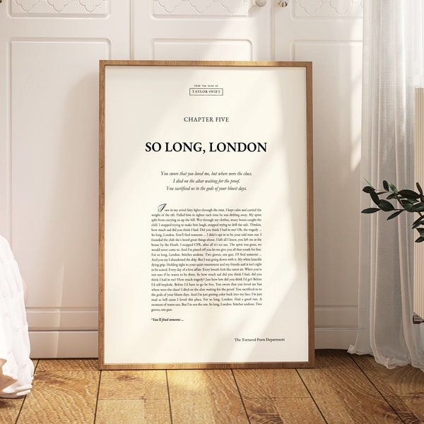 So Long London Lyrics - Etsy