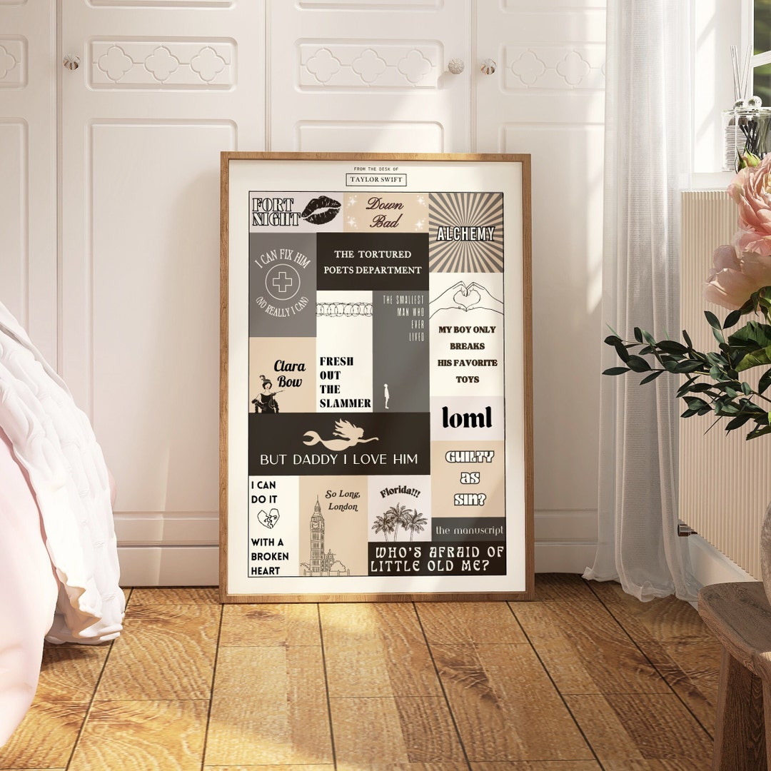 Tortured Poets Tracklist Digital Print TTPD by Taylor Swift Vintage ...
