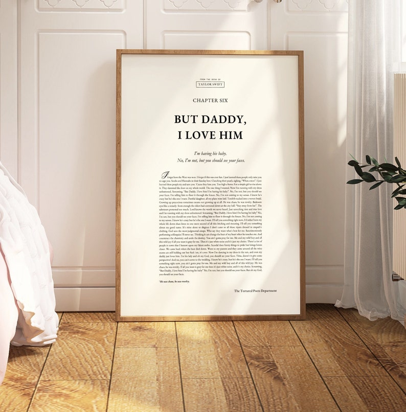 But Daddy I Love Him Lyrics Digital Print Tortured Poets Department By Taylor Swift Ttpd