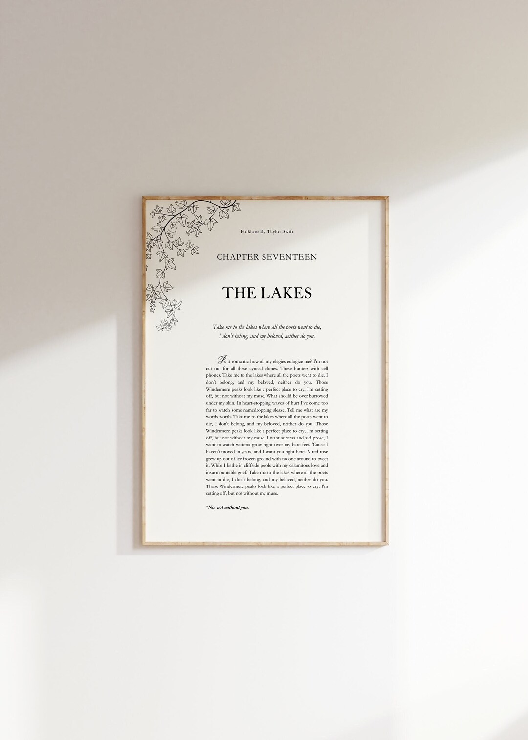 The Lakes Lyrics Digital Print Folklore by Taylor Swift Vintage ...