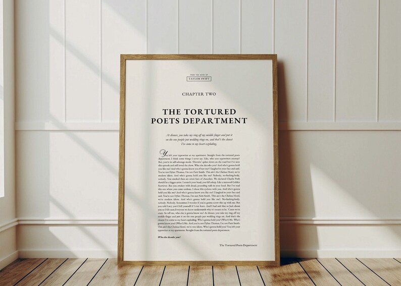 The Tortured Poets Department Lyrics Digital Print Tortured Poets Dept ...