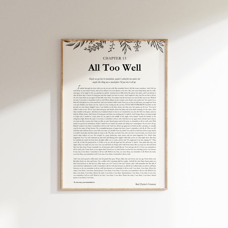 All Too Well 10 Minute Version Full Lyrics Redtv Taylor Swift Vintage ...