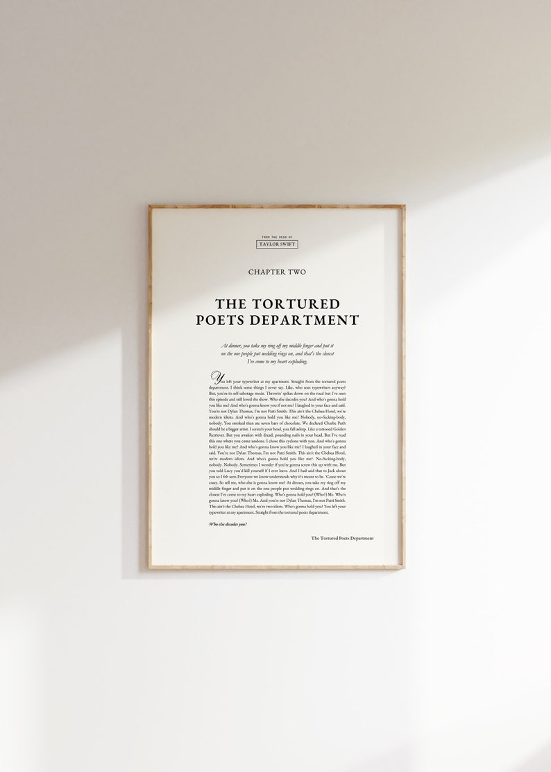 The Tortured Poets Department Lyrics Digital Print Tortured Poets Dept ...