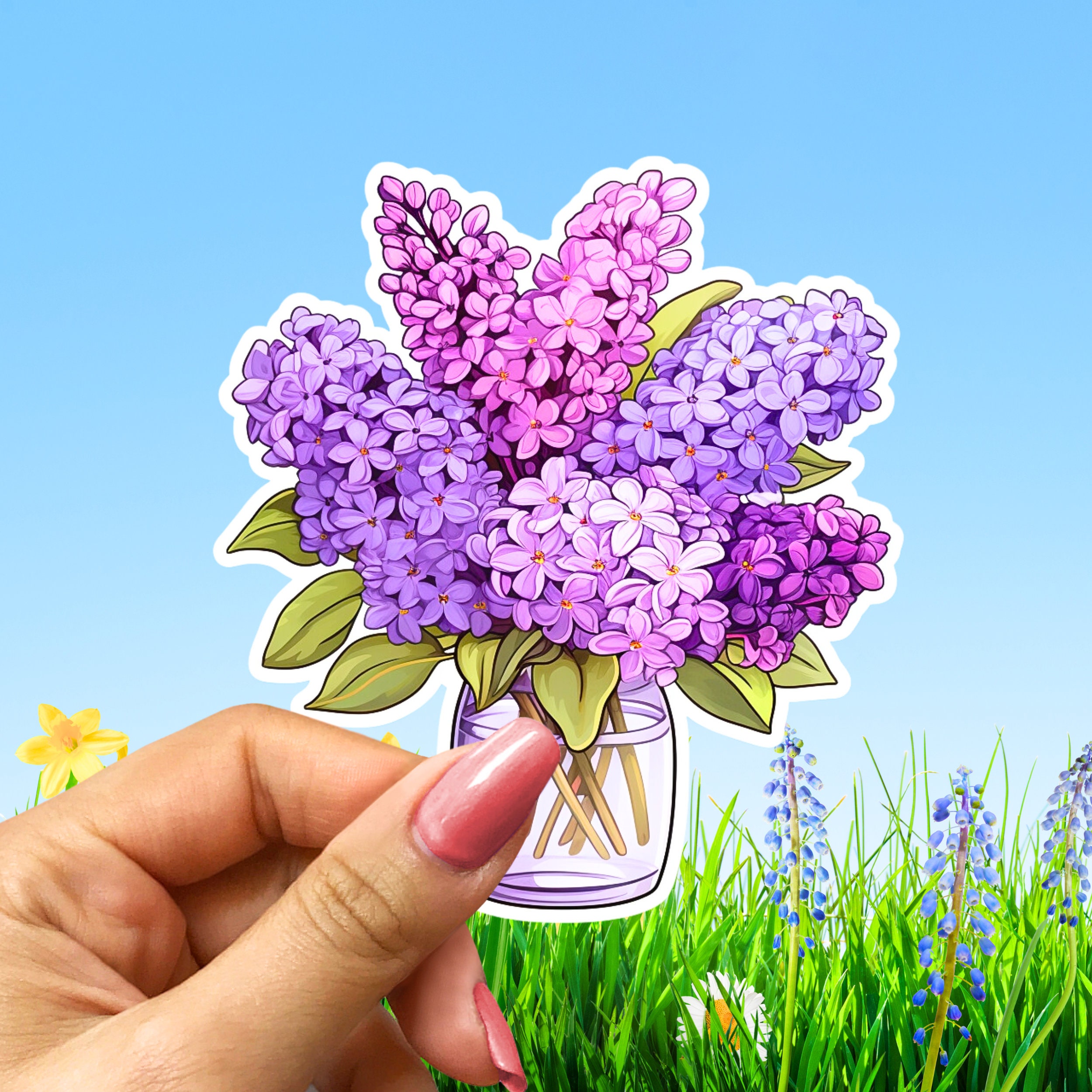 Lilacs in a Glass Vase Sticker Lovely Gift for Mom - Etsy