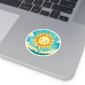 Vintage Round Sun Vinyl Sticker for Indoor and Outdoor Use - Etsy