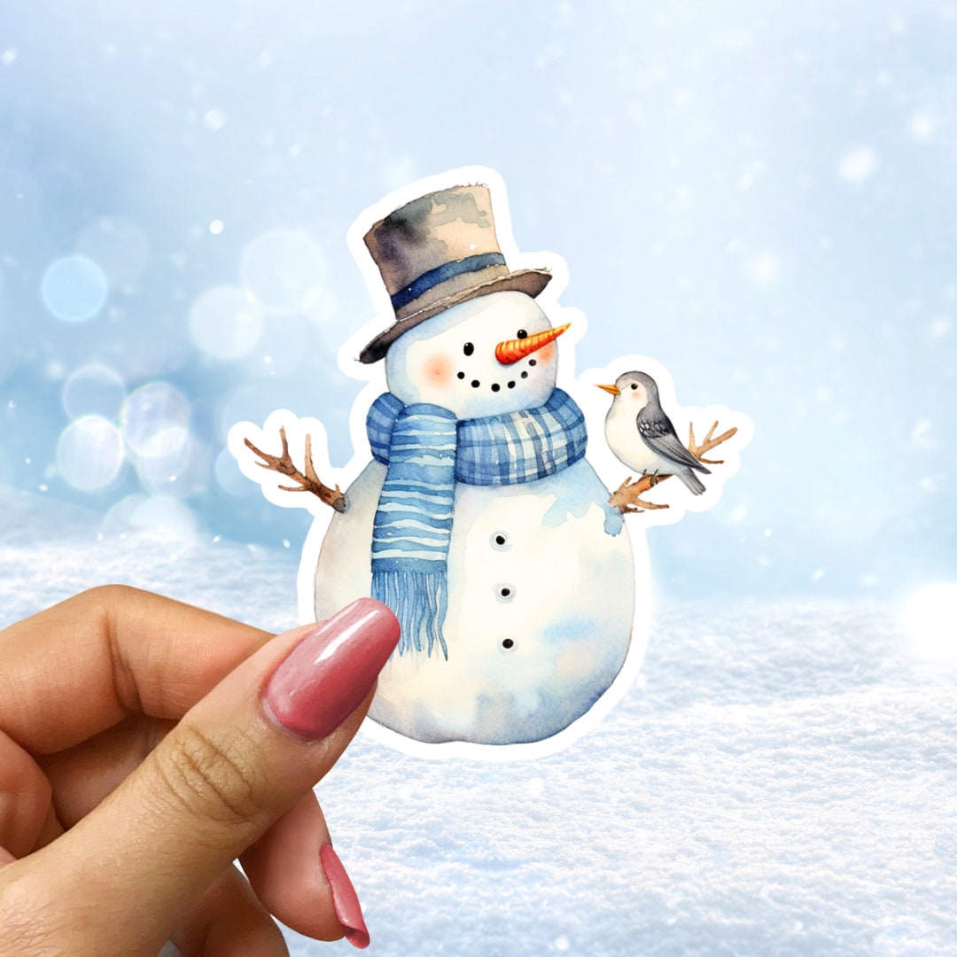 Snowman Sticker, Snowman Watercolor, Christmas Stickers, Winter Sticker ...