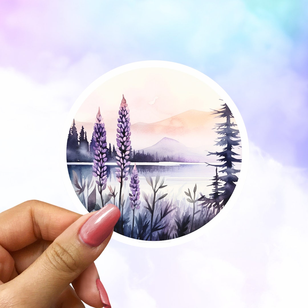 Maine Sticker, Purple Lupines, Watercolor Sticker, Lupine Sticker, Gift ...