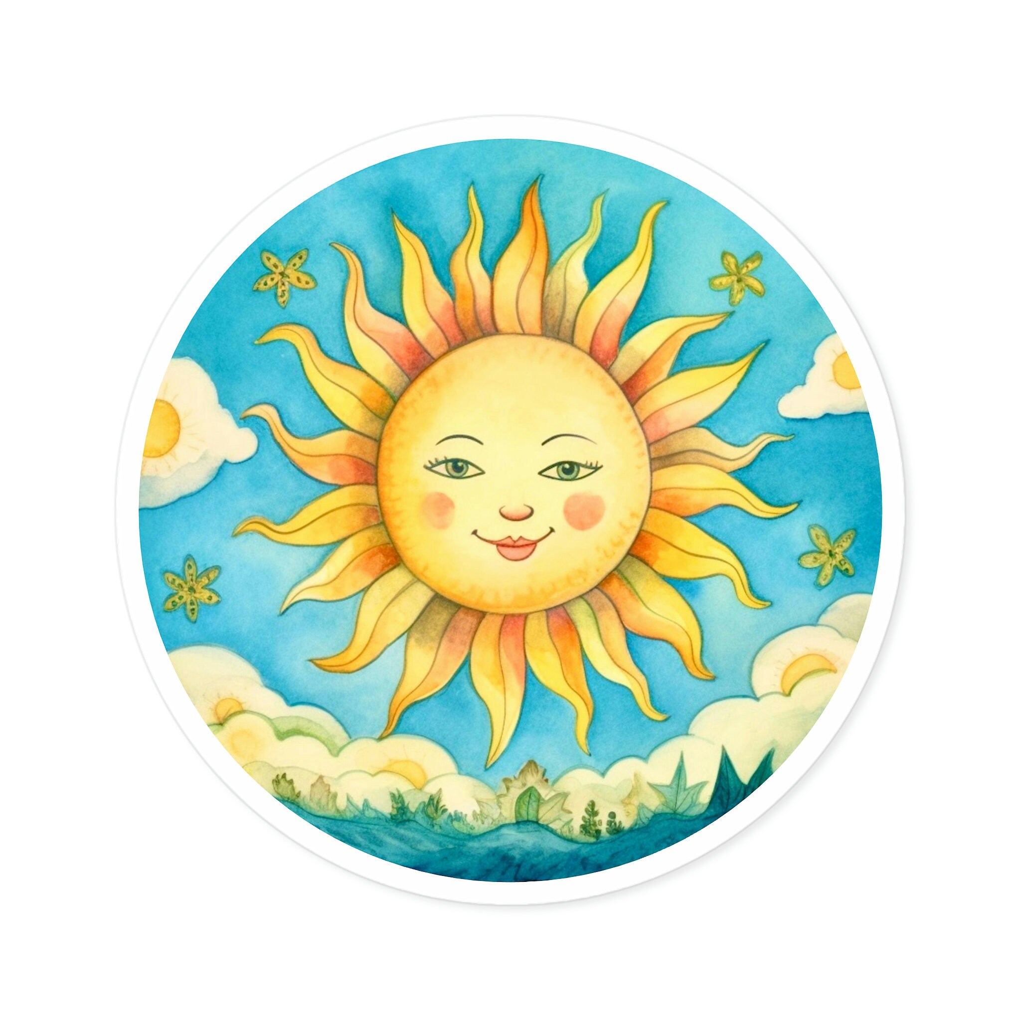 Vintage Round Sun Vinyl Sticker for Indoor and Outdoor Use - Etsy