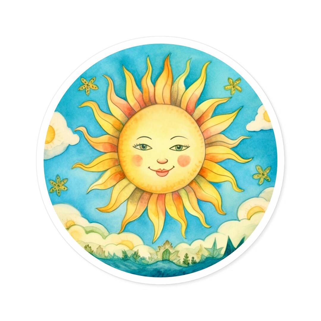 Vintage Round Sun Vinyl Sticker for Indoor and Outdoor Use - Etsy