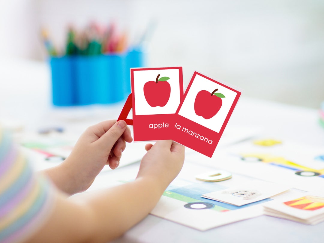 Spanish/english Bilingual Fruit Flashcards | Kids Gifts | Montessori ...
