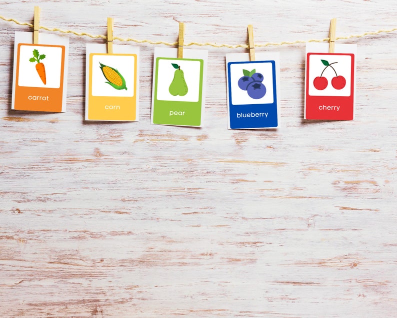 55 Fruit Vegetable Cards | Montessori Flashcards | Pre-school Cards ...