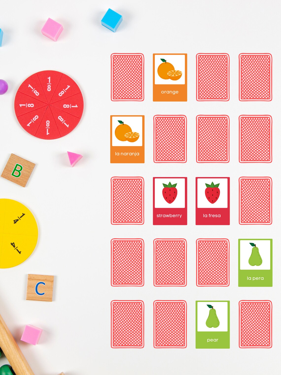 55 Fruit Vegetable Cards Montessori Flashcards Pre-school Cards ...