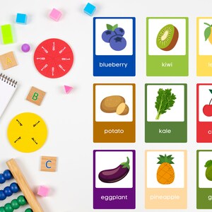 55 Fruit Vegetable Cards | Montessori Flashcards | Pre-school Cards ...