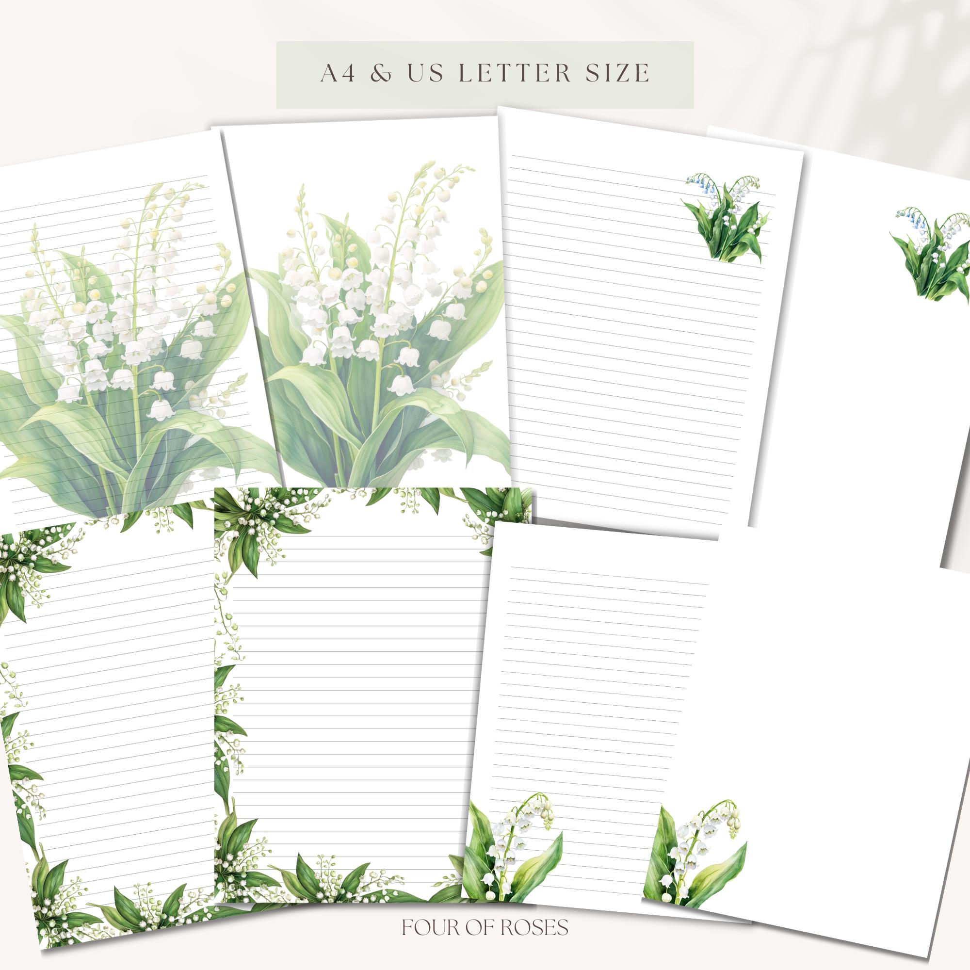 Lily of the Valley Stationery Writing Paper White Flower Letter Lined ...