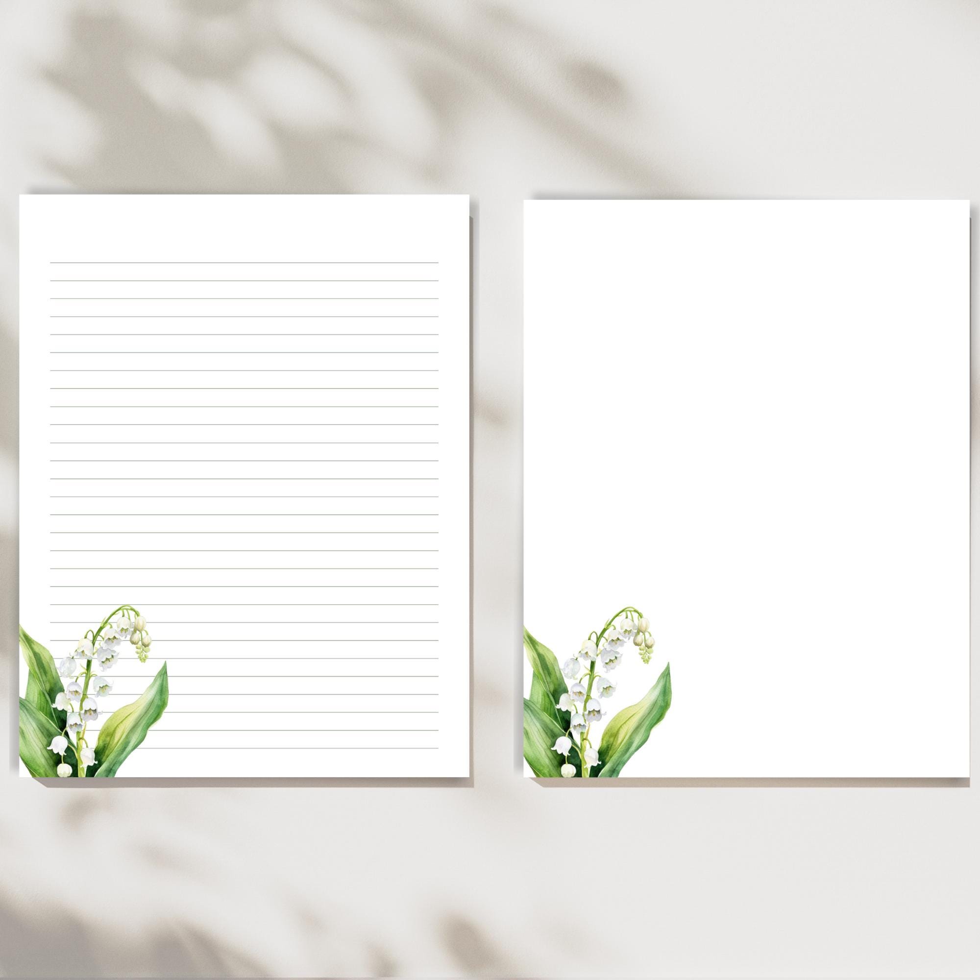 Lily of the Valley Stationery Writing Paper White Flower Letter Lined ...
