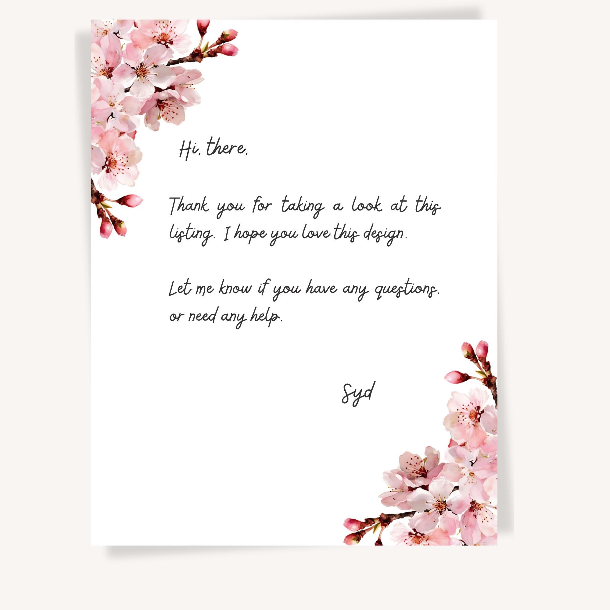 Cherry Blossom Paper Printable Lined Note Pink Spring Flower Letter ...