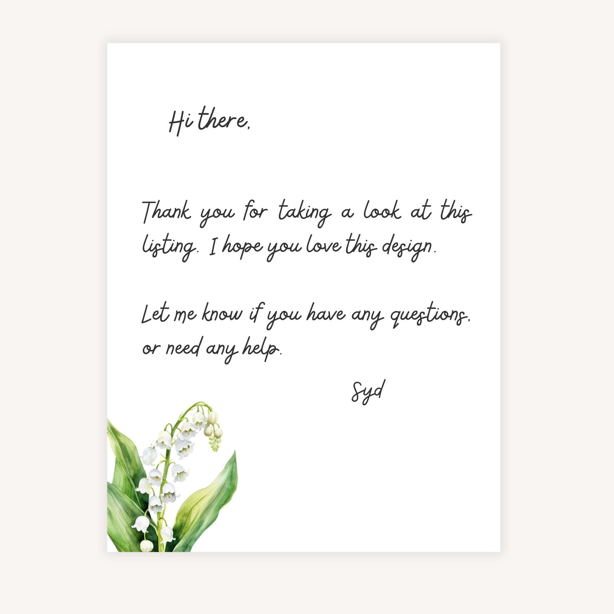 Lily of the Valley Stationery Writing Paper White Flower Letter Lined ...