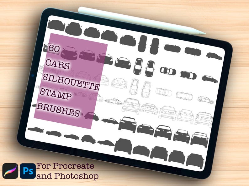 60 Cars Brushes for Architectural Plans - Digital Brush Set for ...