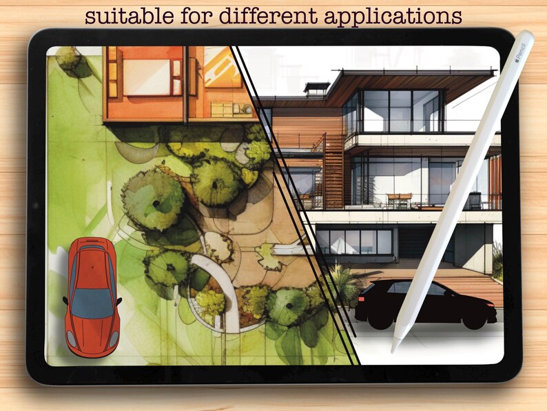 60 Cars Brushes for Architectural Plans - Digital Brush Set for ...