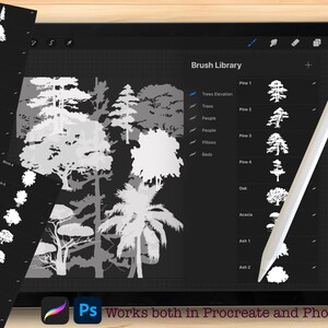 25 Tree Silhouette Brushes for Architectural Design - Digital Brush Set ...