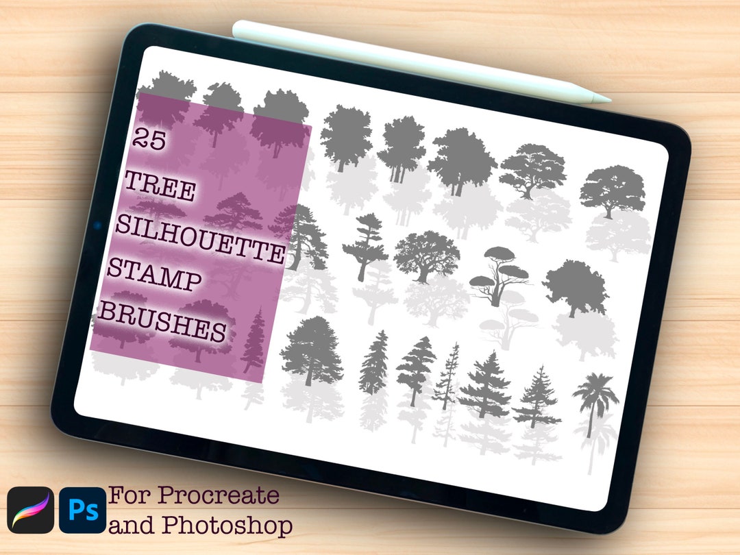 25 Tree Silhouette Brushes for Architectural Design - Digital Brush Set ...