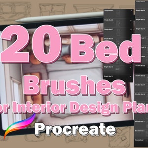 20 Bed Brushes for Interior Design Plans - Digital Brush Set for ...