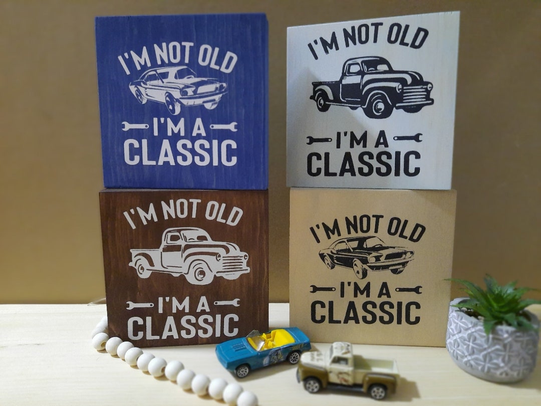 Hand Painted Wood Sign: Classic Car & Truck Shelf Decor - Etsy