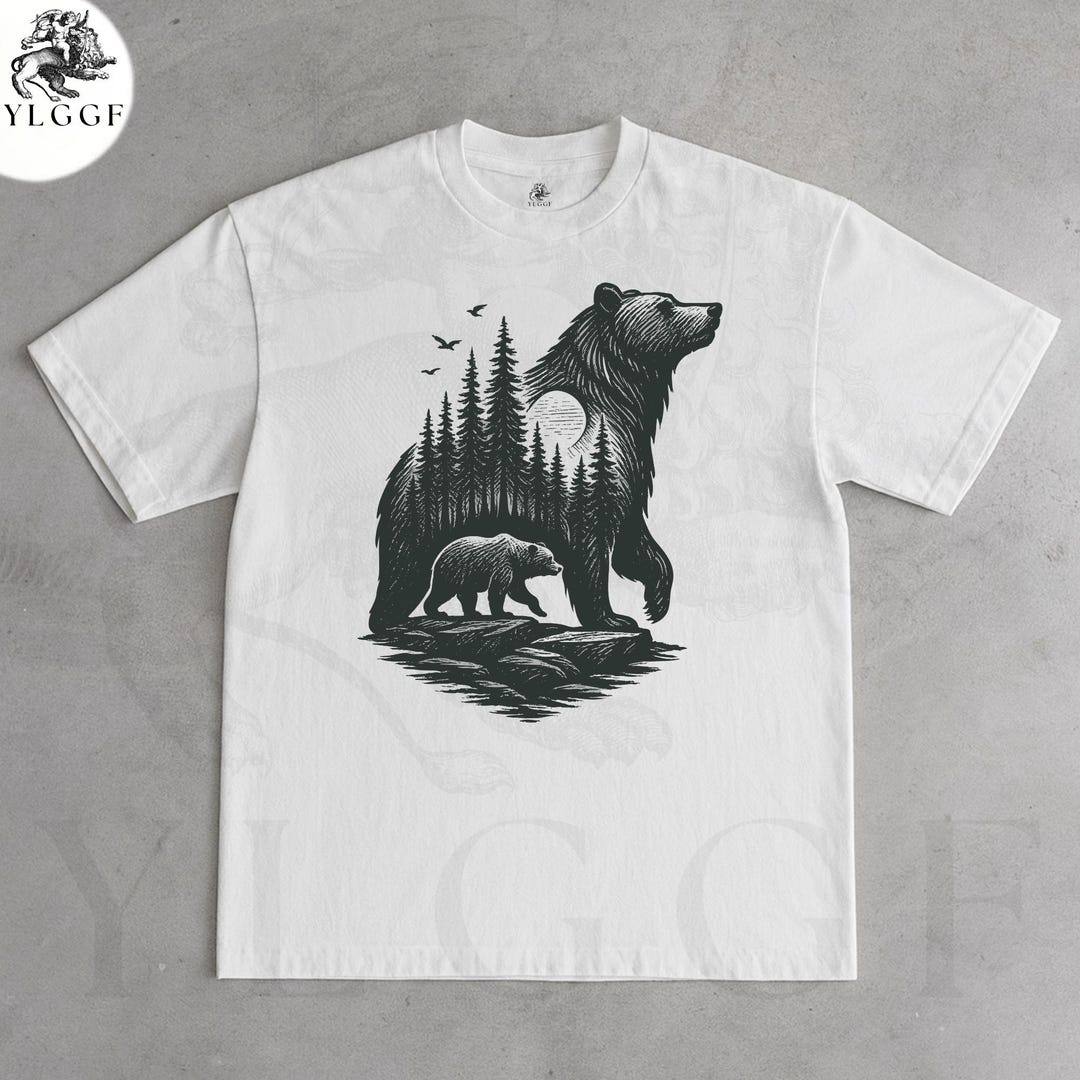 Bear Forest Shirt | Double Bear Silhouette Nature T-shirt | Camping ...