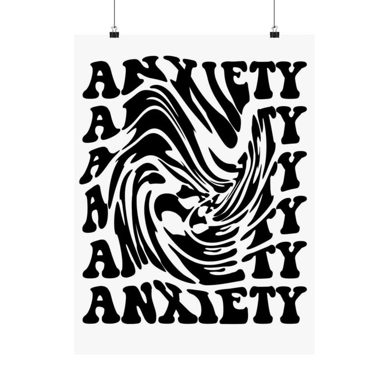 Anxiety Art Print Trippy Mental Health Poster, Retro Psychedelic Wall ...