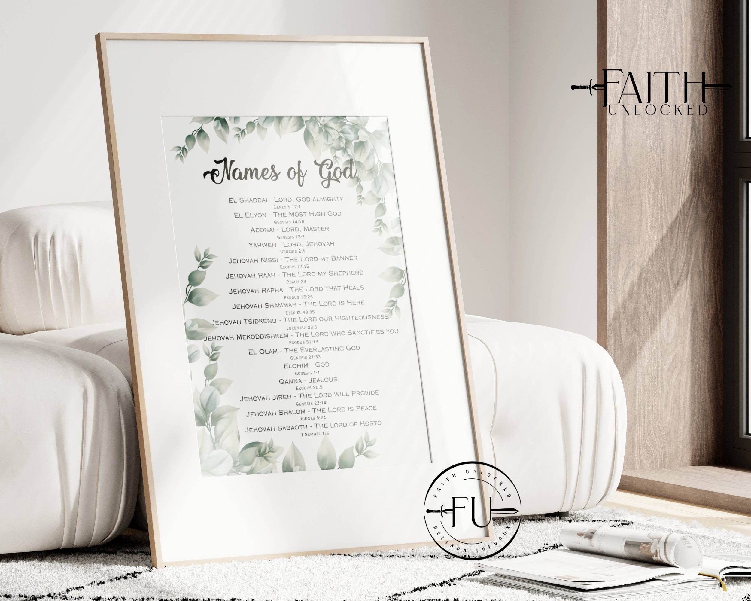 Names of God Wall Art / Office Study Home Wall Art / Poster Gift Idea ...