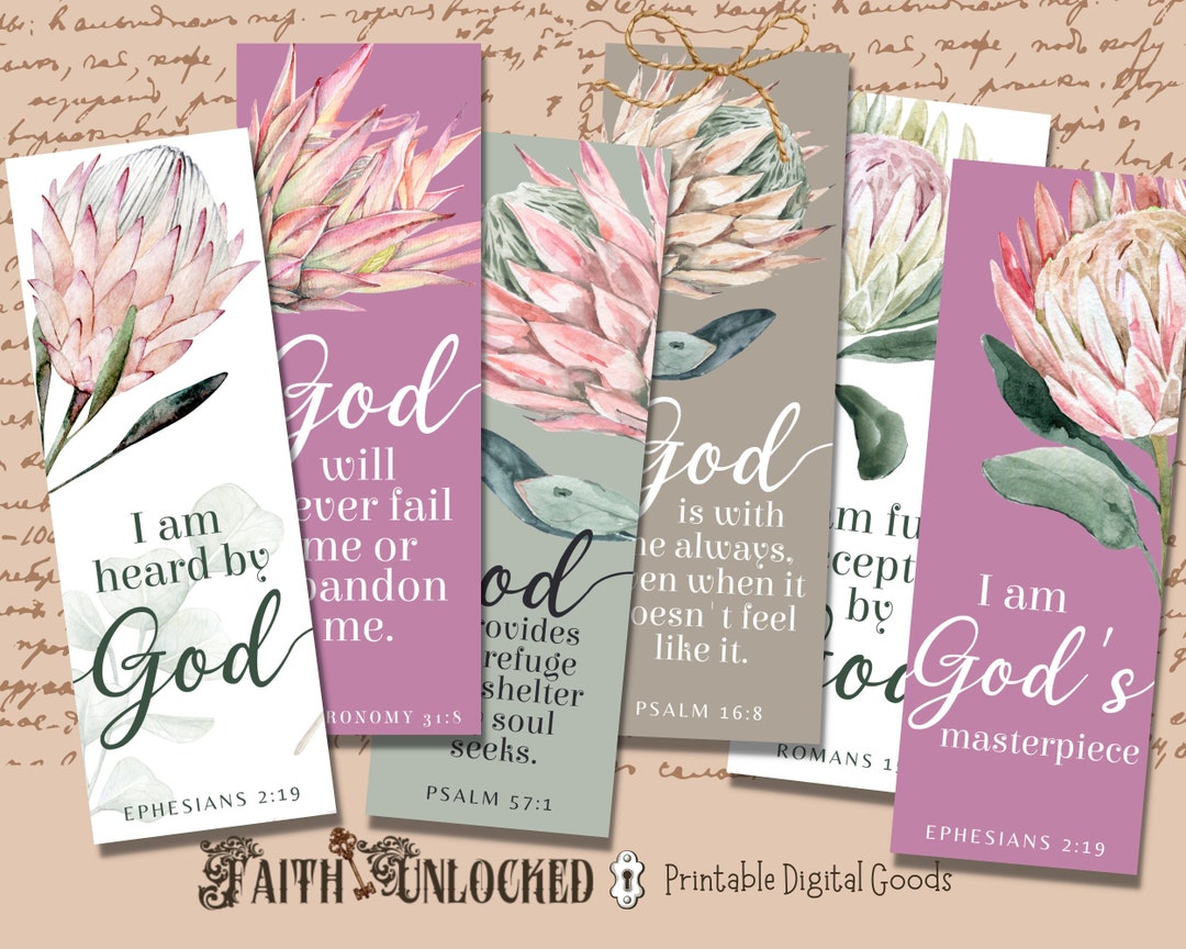 8 Bible Verse Bookmarks Proteas, Set 3 Instant Download for Craft ...