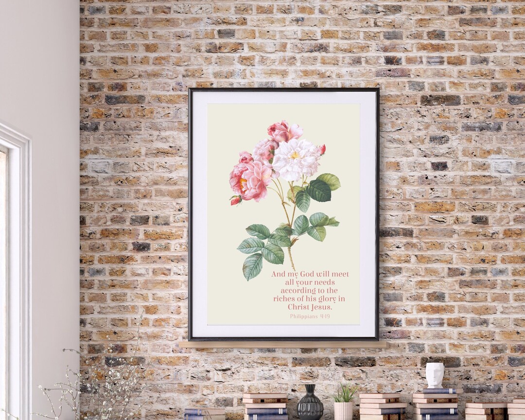 Christian Wall Art, Philippians 4:19, Peonies, Pink and White ...