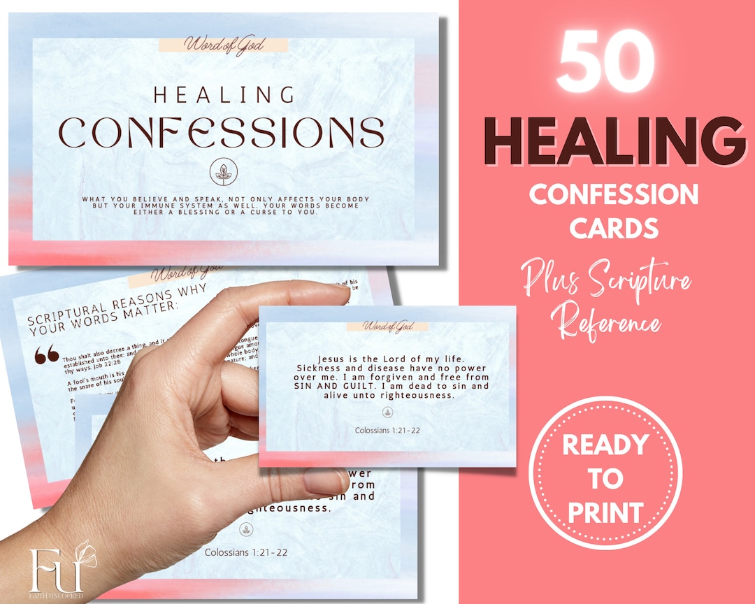 50 Healing Confession Cards With Scripture Reference / Affirmations ...