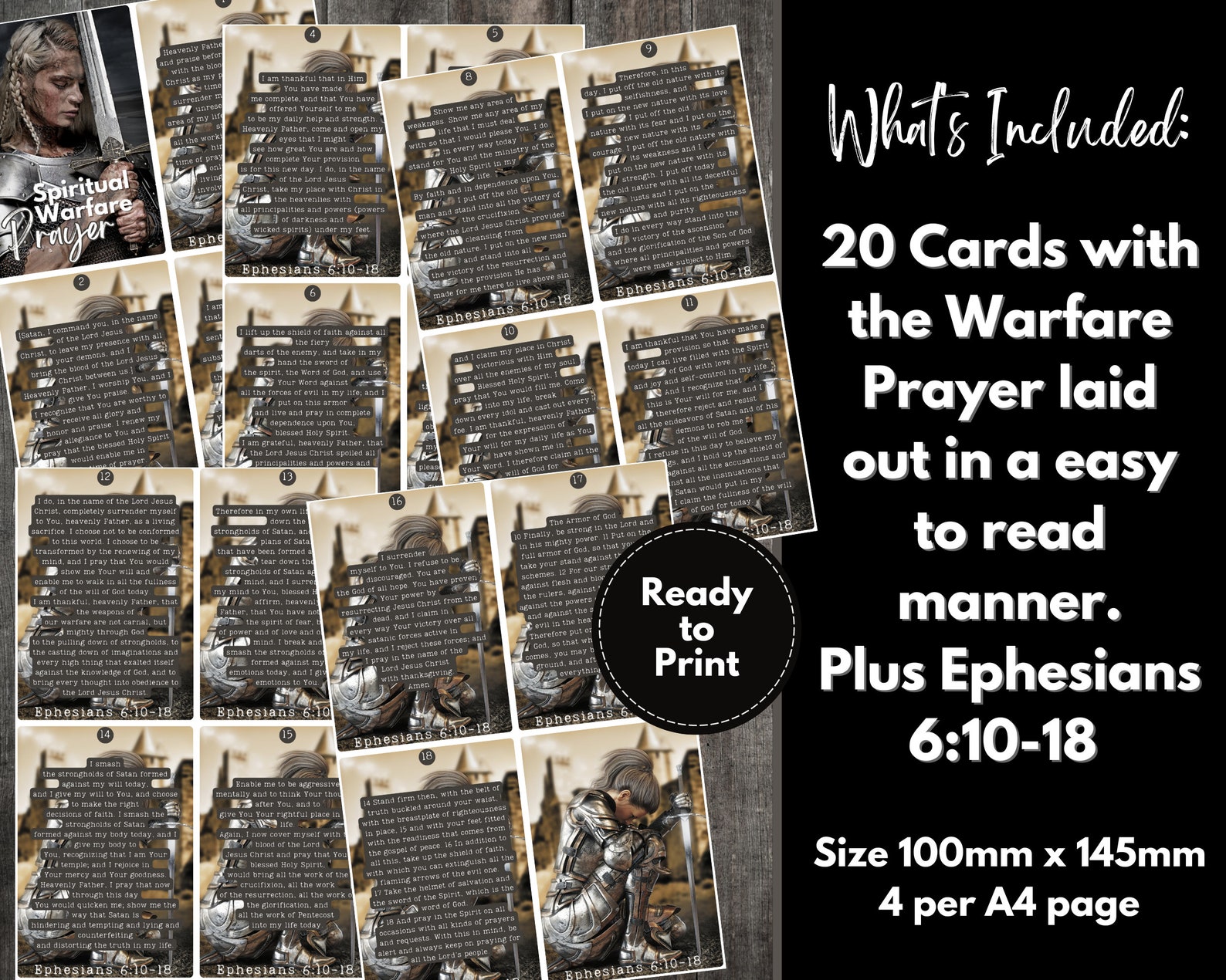 Spiritual Warfare Prayer / Full Armor of God / Prayer Cards / Gift Idea ...