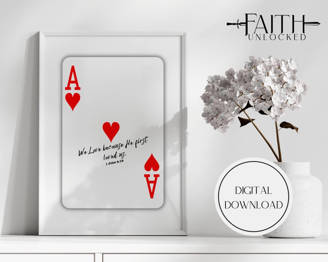Ace of Hearts Wall Art, Christian Red Love Valentine, Apartment Decor ...
