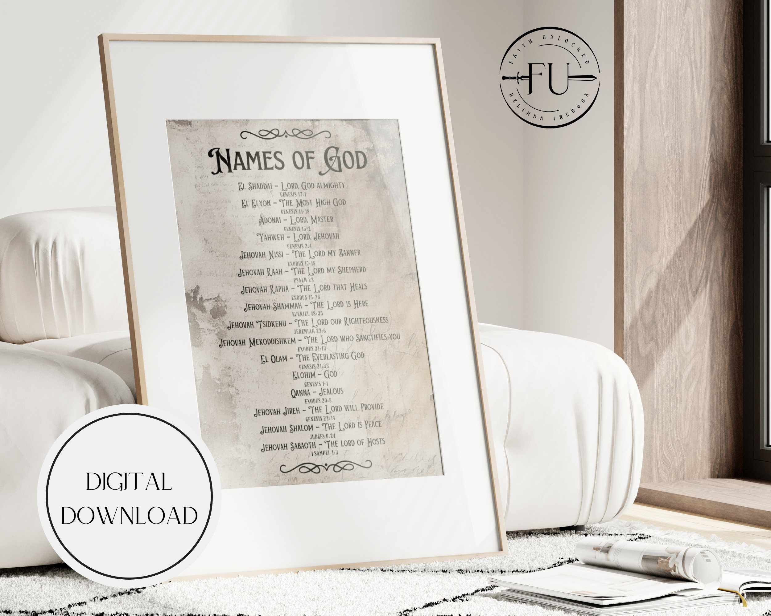 Names of God Wall Art / Office Study Home Wall Art / Poster Gift Idea ...