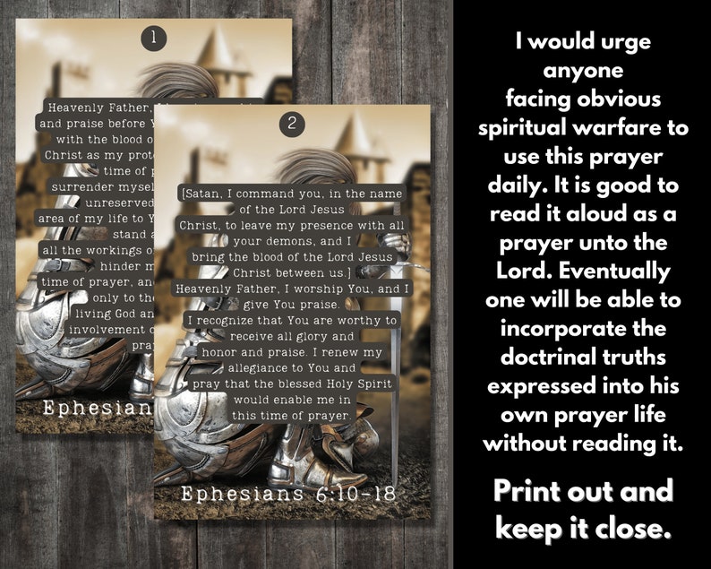 Spiritual Warfare Prayer / Full Armor of God / Prayer Cards / Gift Idea ...