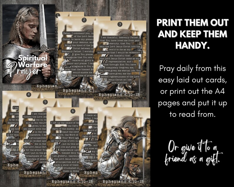 Spiritual Warfare Prayer / Full Armor of God / Prayer Cards / Gift Idea ...