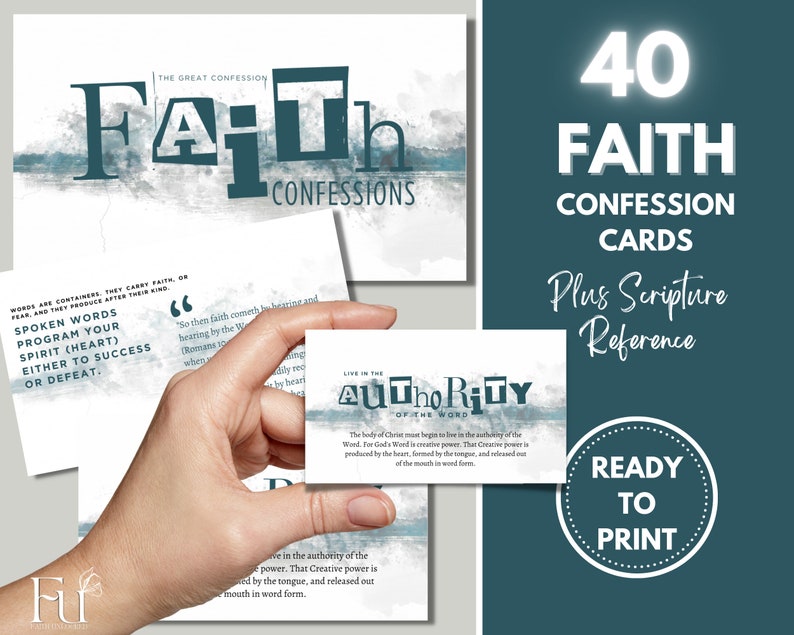 40 Faith Confession Cards With Scripture Reference / Affirmations ...
