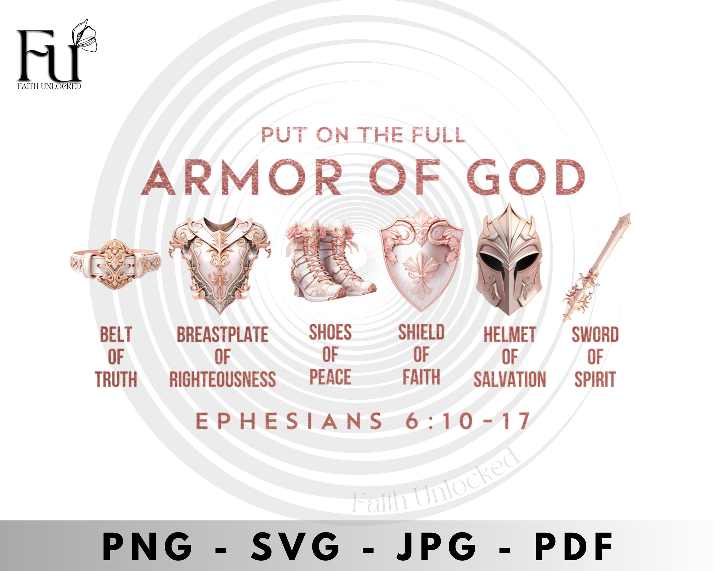 Full Armor of God Svg, Rose Gold Png, Jpg Scripture Svg, Bible Quote ...